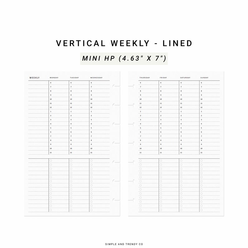 Undated Weekly Planner Happy Planner Mini Vertical Weekly - Etsy