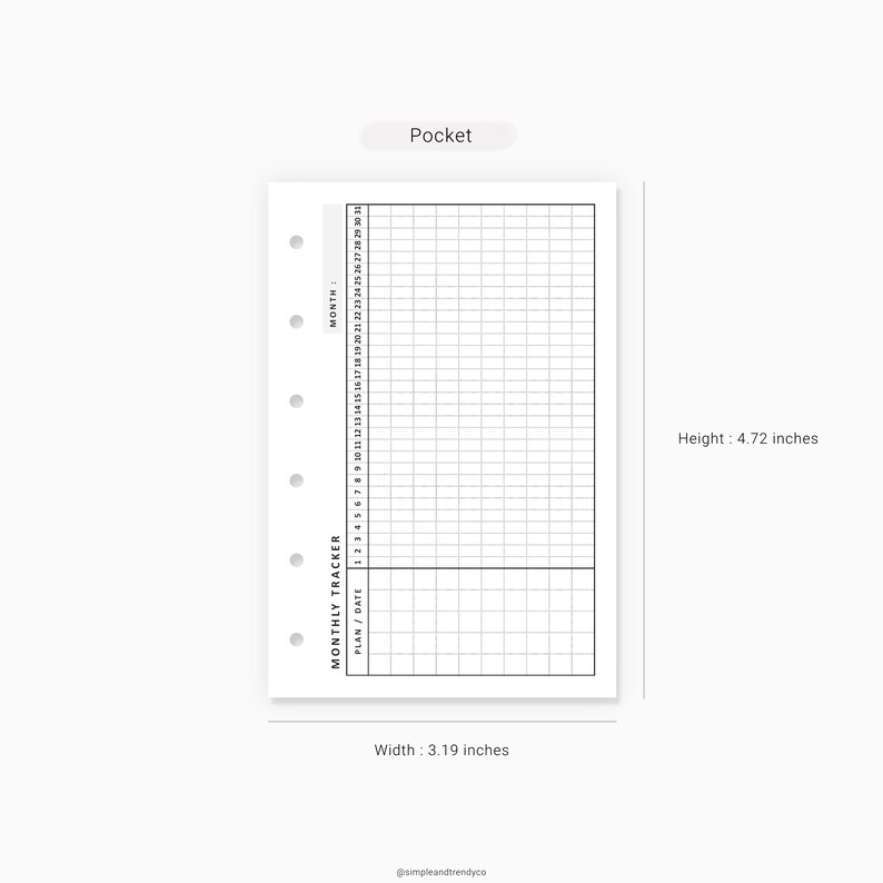 Monthly Goal Tracker Habit Tracker Printable Pocket Size | Etsy