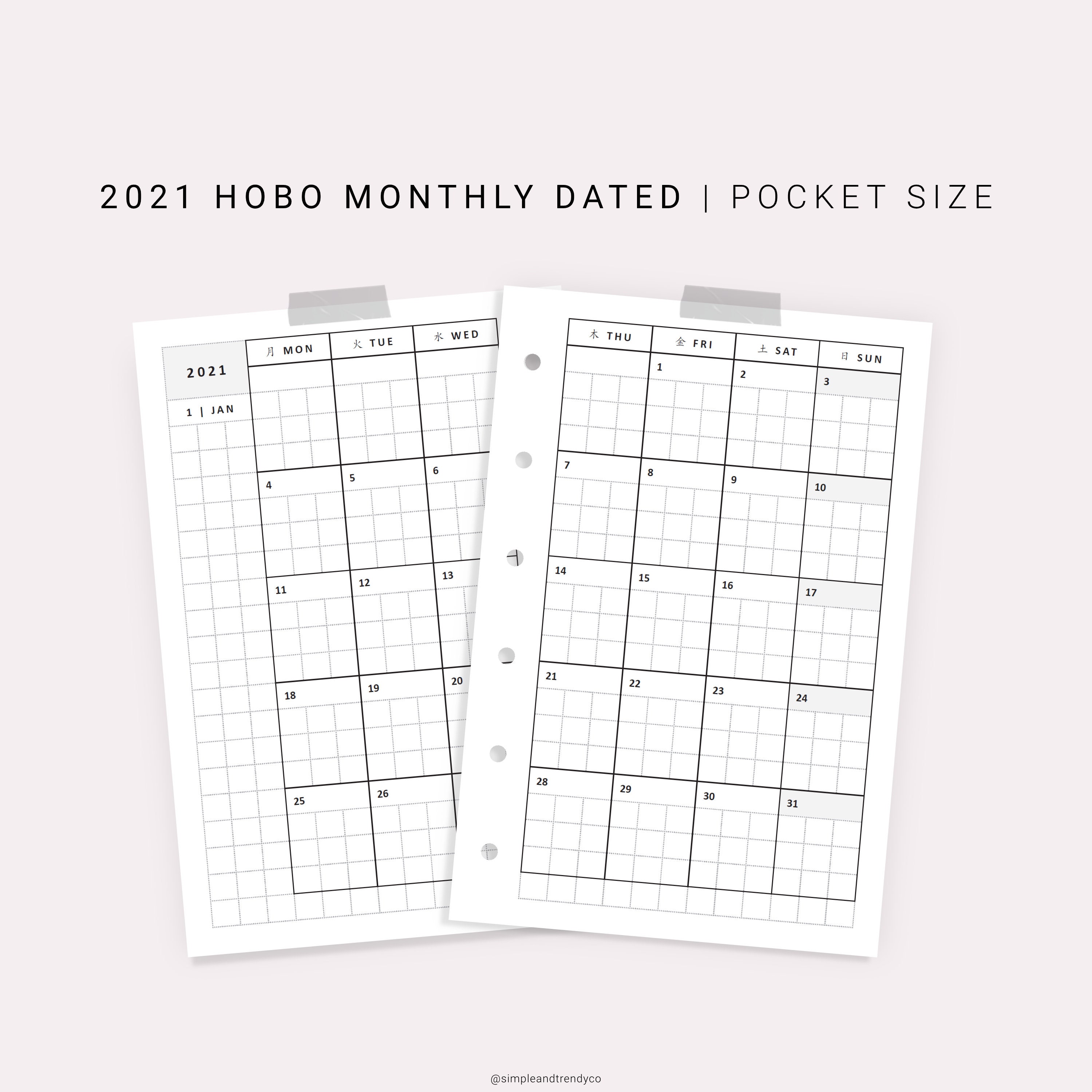 2021-monthly-planner-pocket-size-hobonichi-maand-op-twee-etsy