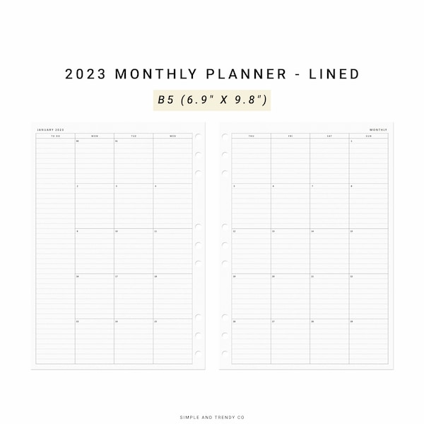 2023 B5 Printable - Etsy