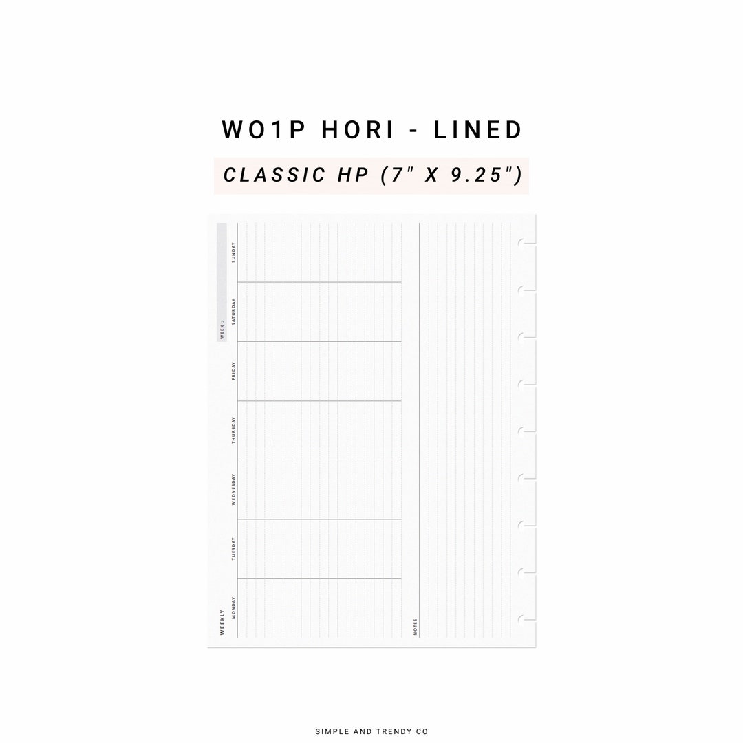 Week on 1 Page WO1P Horizontal Weekly Planner Printable Happy Planner ...