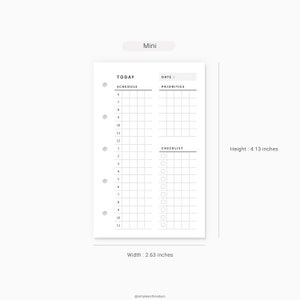 Daily Planner Printable Mini Size Filofax Mini Daily | Etsy