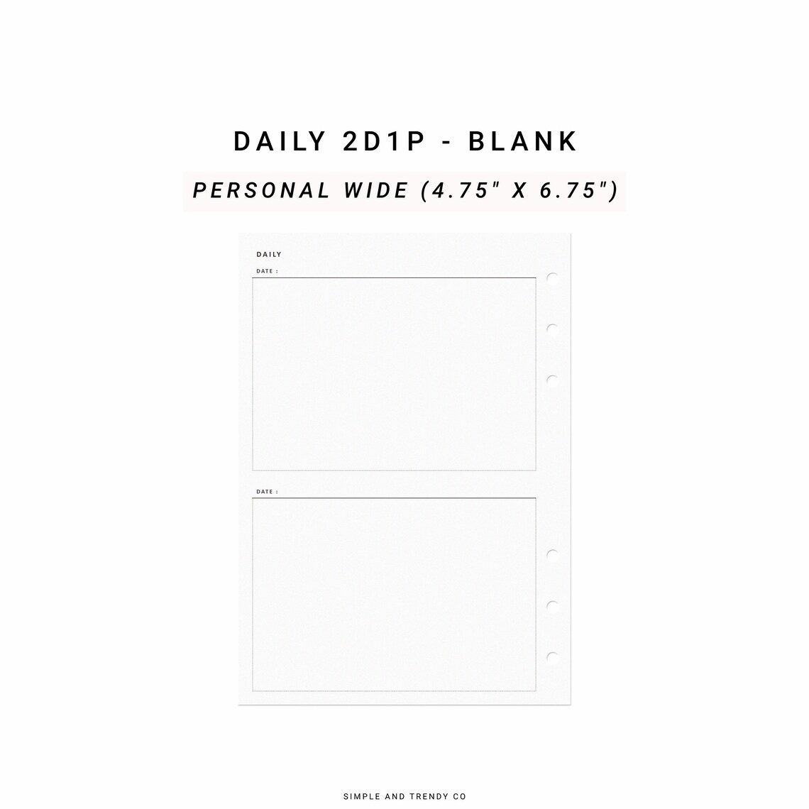 2 Days on 1 Page Personal Wide Printable Daily Planner Daily - Etsy