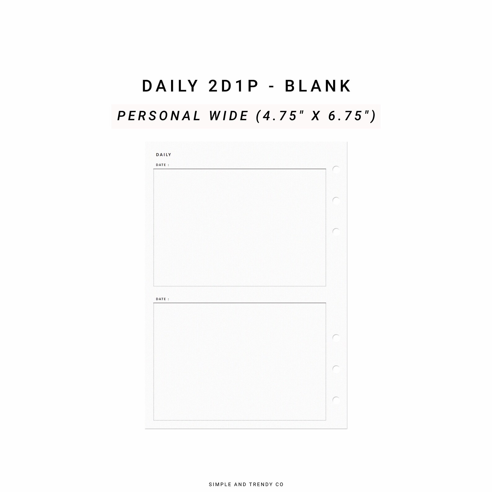 2 Days on 1 Page Personal Wide Printable Daily Planner Daily - Etsy