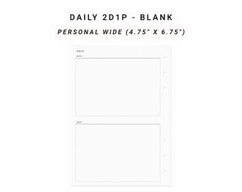 2 Days on 1 Page Personal Wide Printable Daily Planner Daily - Etsy