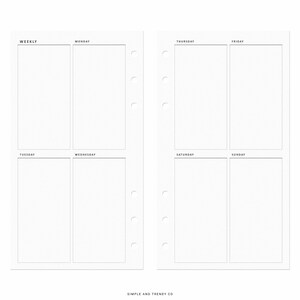 Week on 2 Two Pages Personal Planner Inserts, Weekly Agenda Vertical ...