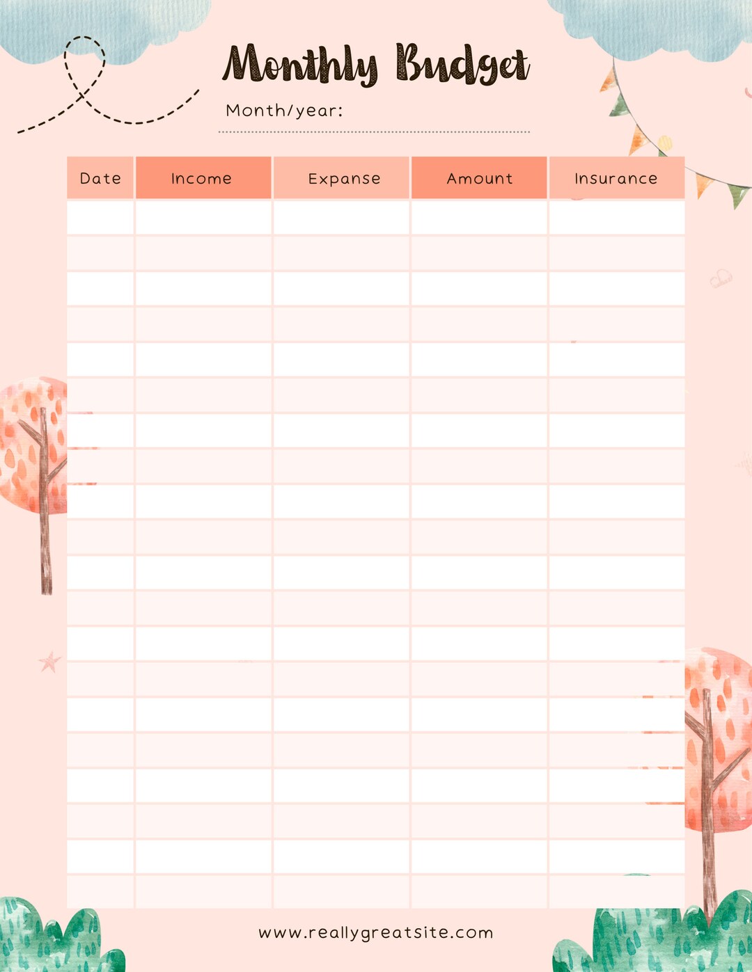 Monthly Bills Budget Digital Download - Etsy