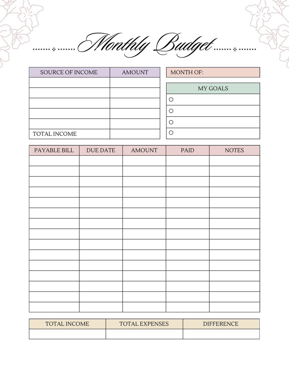 Monthly Budget Png Download - Etsy