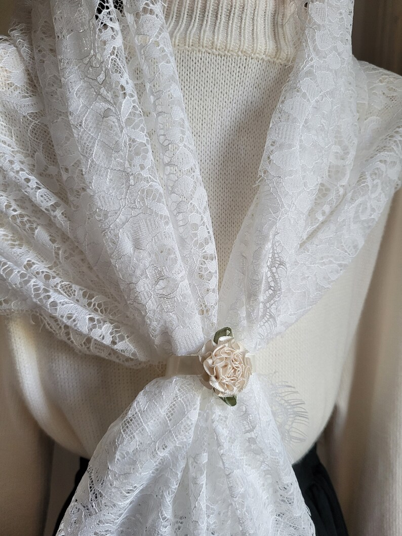 Little Flower Ivory White Ribbon Flower Tie Made to Order Item Veiled ...