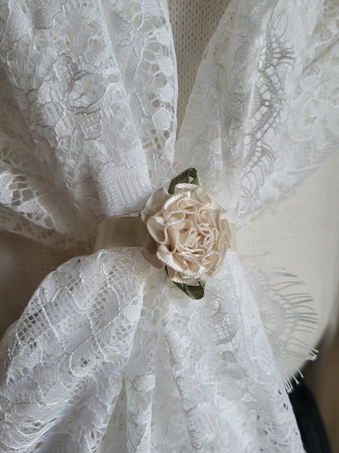 Little Flower Ivory White Ribbon Flower Tie Made to Order Item Veiled ...