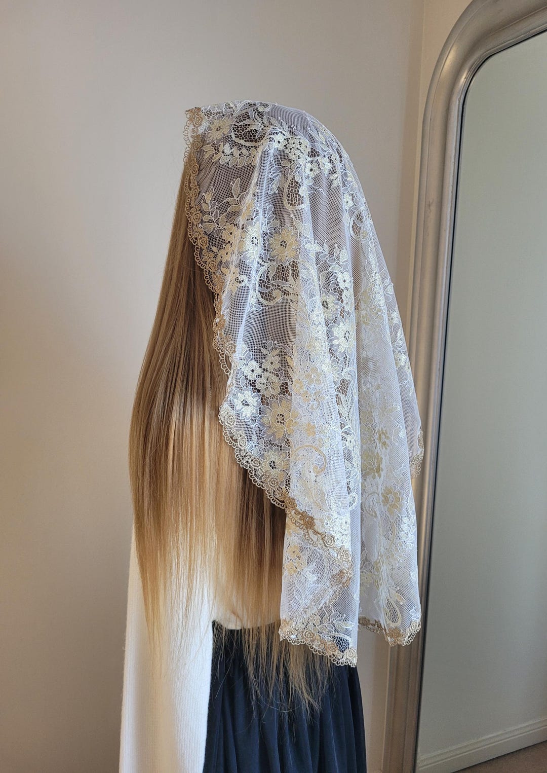 Our Lady of Prompt Succor Gold Princess Veil | Marian Veil | Veiled in ...