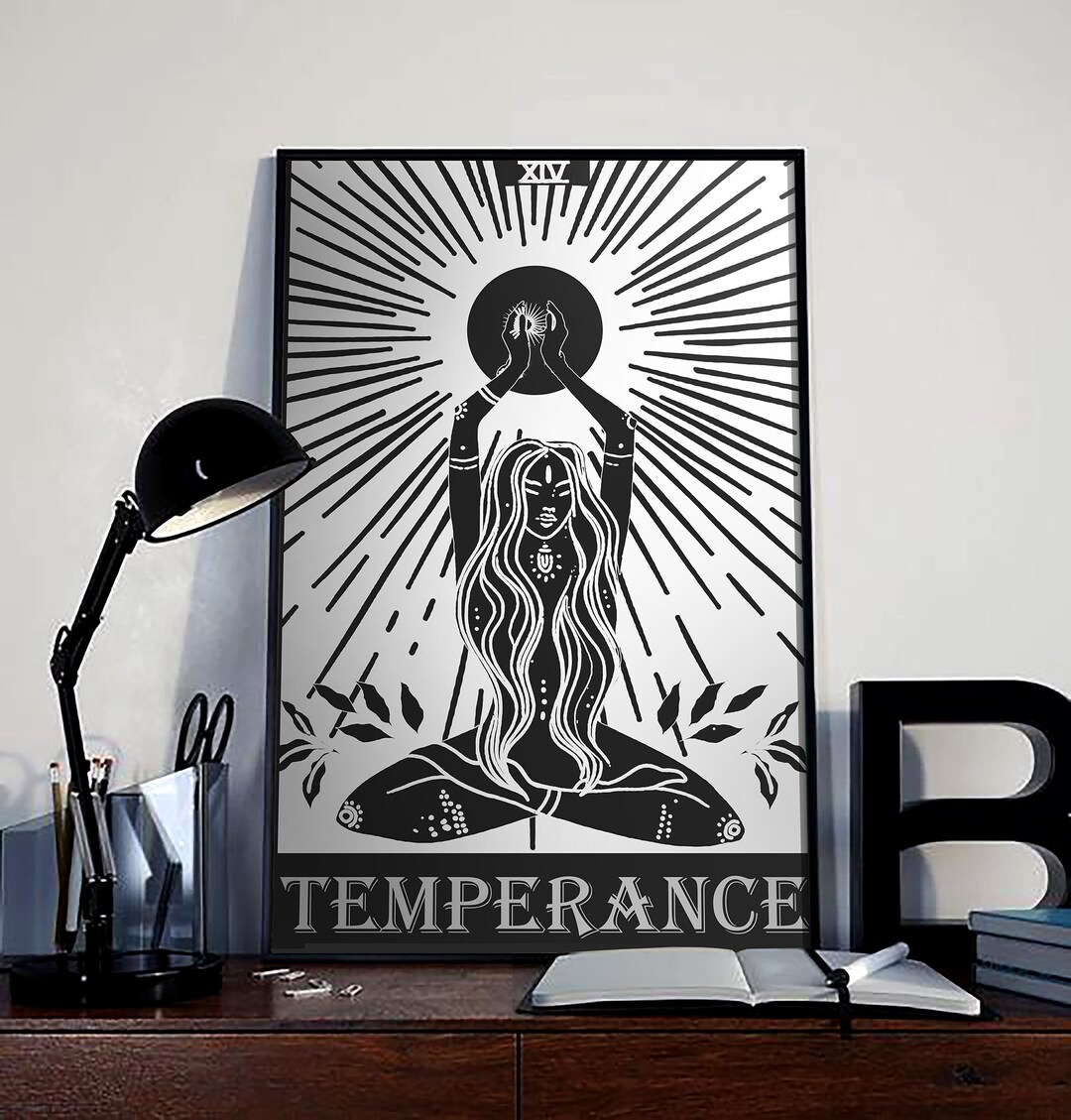 The Temperance Tarot Card, Wood Wall Art, Wall Decor, Framed Wall Art ...
