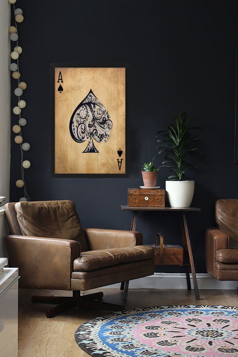 Ace of Spades, Game Room Decor, Framed Wall Art, Wall Decor, Wood Wall ...