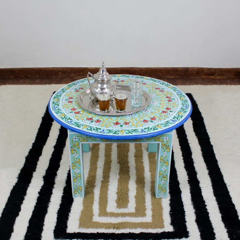 Moroccan Dining Table for Living Room, Round Coffee Table, Small Coffee ...
