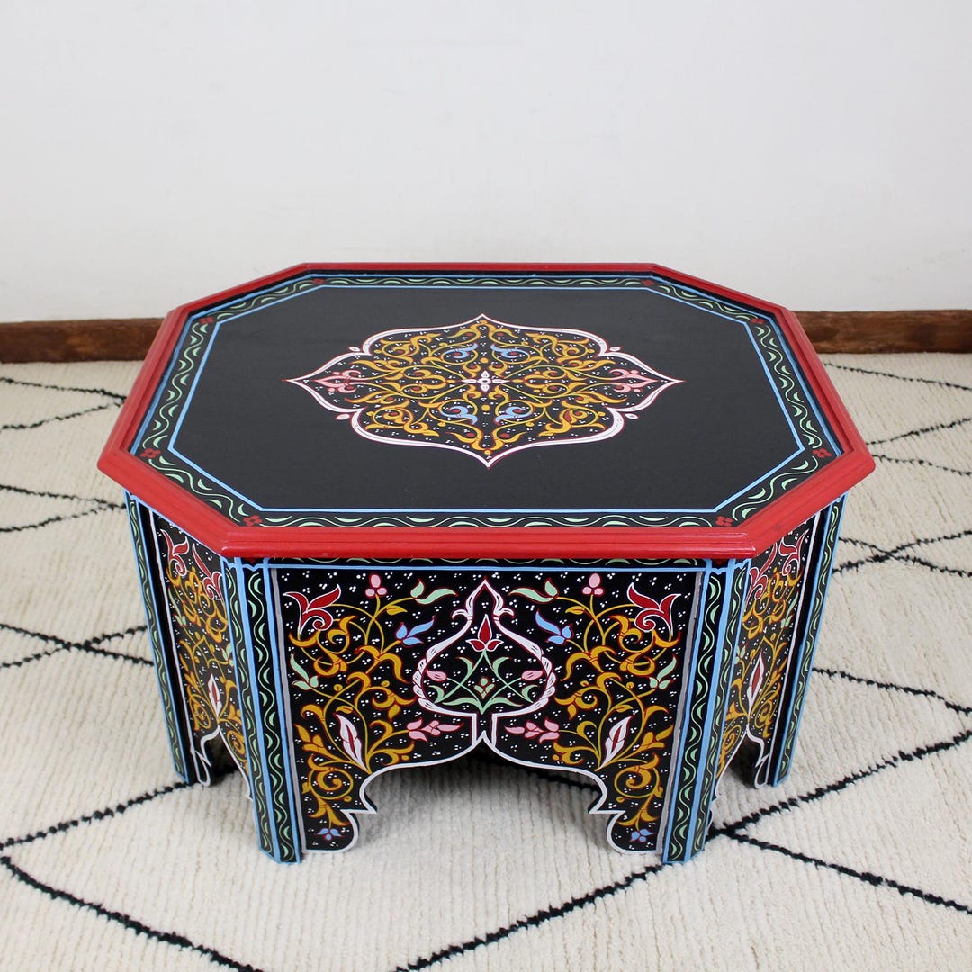 Morrocan Dining Round Coffee Table for Living Room Decor, Boho Style ...