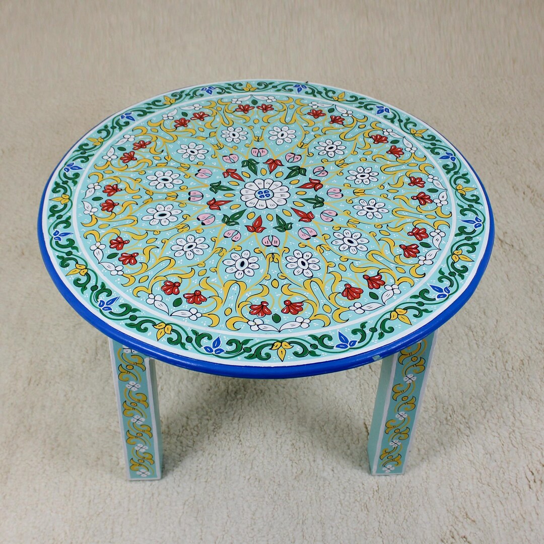Moroccan Dining Table for Living Room, Round Coffee Table, Small Coffee ...