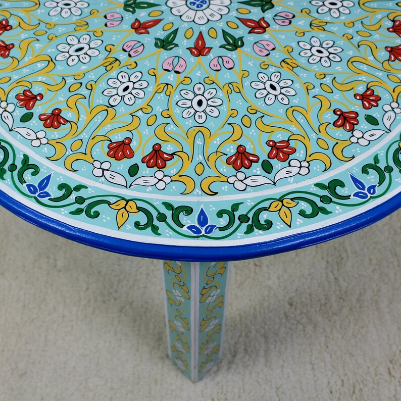 Moroccan Dining Table for Living Room, Round Coffee Table, Small Coffee ...