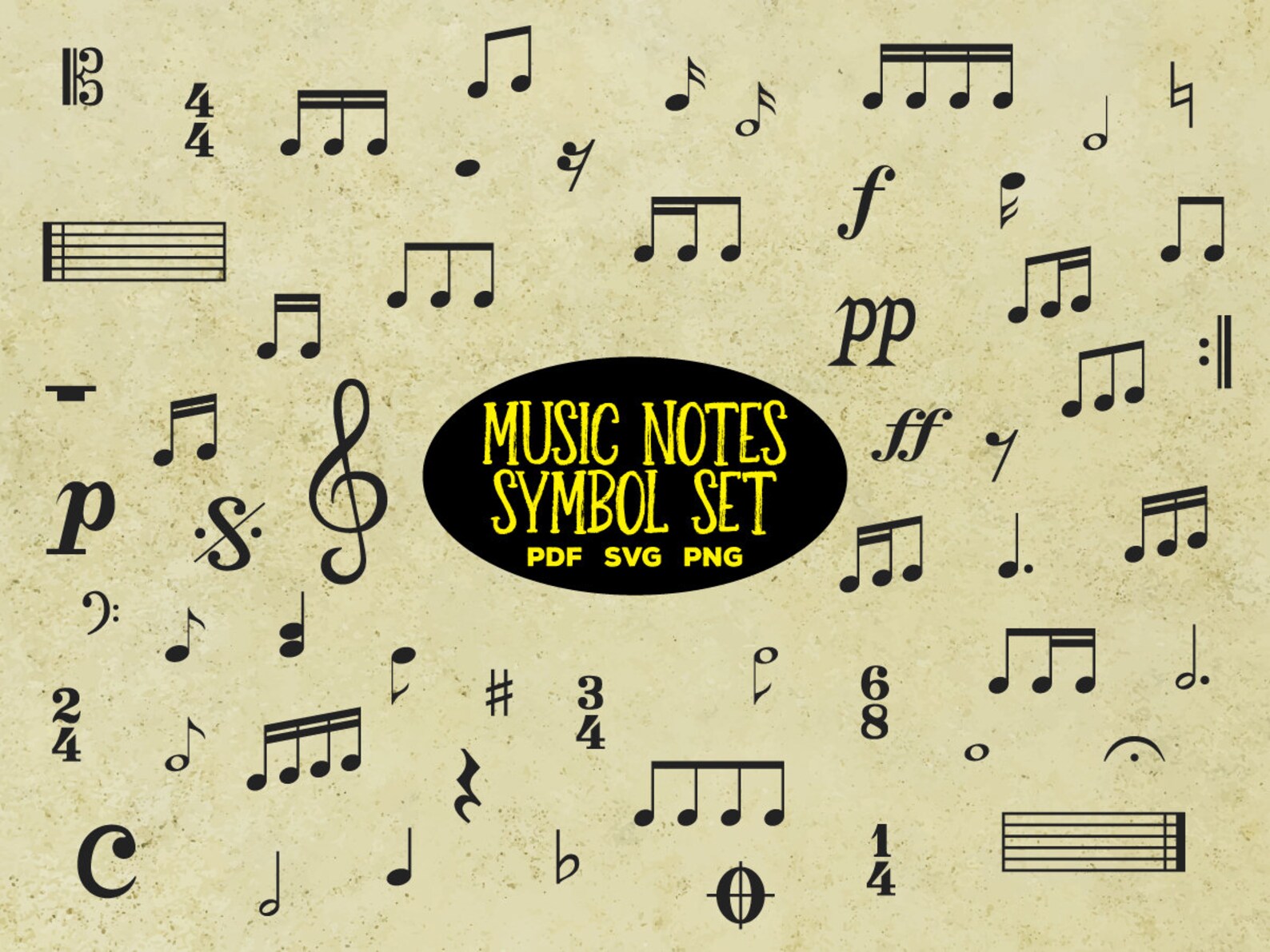 Music Notes Clipart SVG Music Sheet Symbols Printable Vector - Etsy