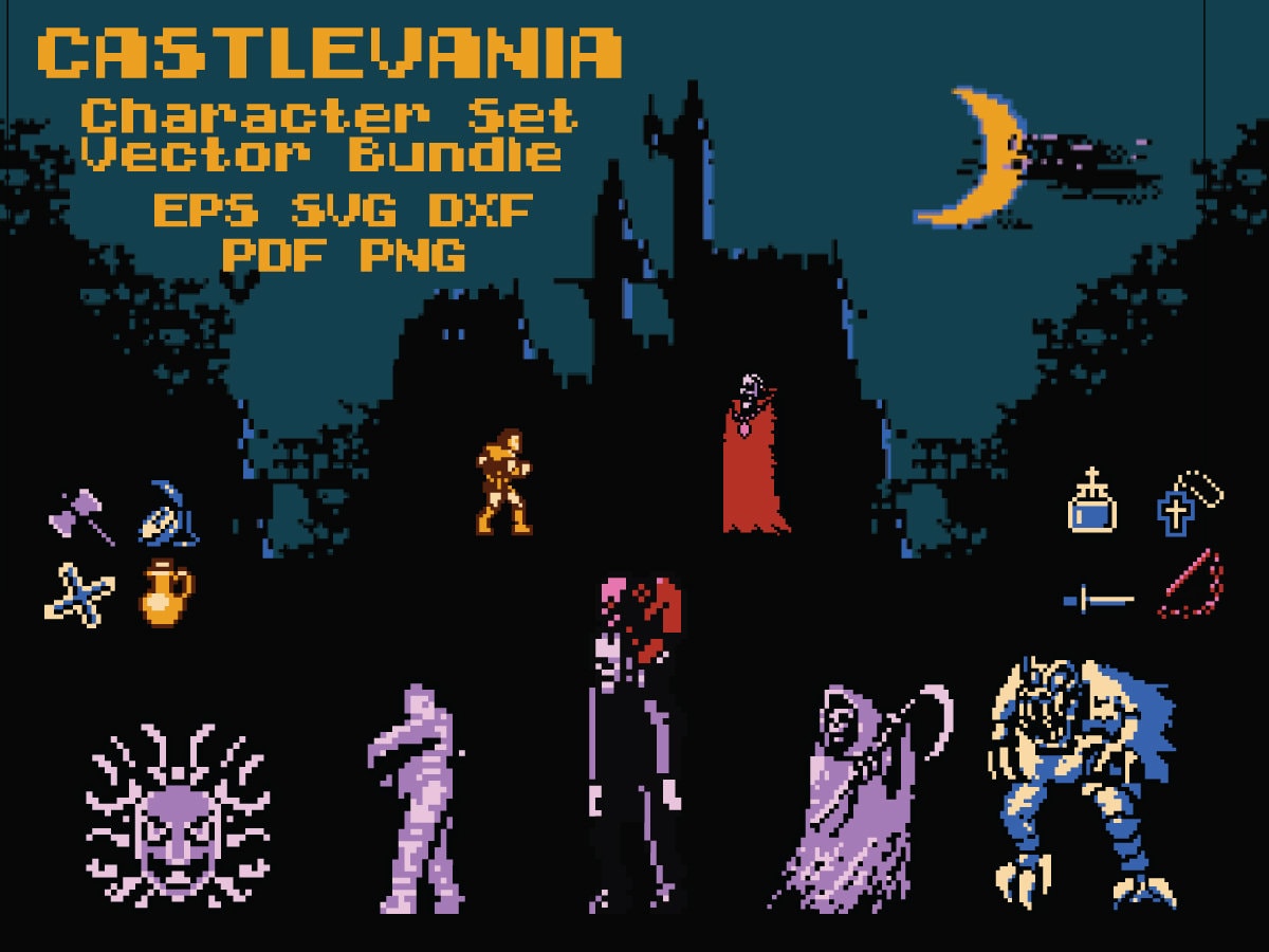 Castlevania SVG, Classic NES Game, Vector Characters, Digital Cut File ...