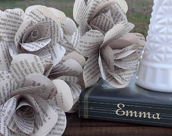 Book Roses, Book Page Flowers, Literary Gift, Bibliophile, Bookworm ...