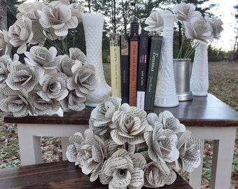 Book Roses, Book Page Flowers, Literary Gift, Bibliophile, Bookworm ...