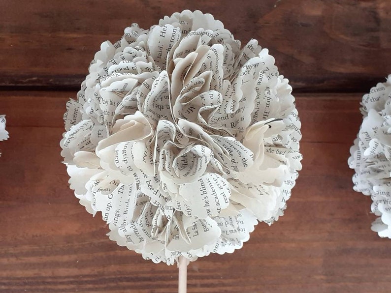 Book Page Hydrangea Blossoms set of 3 Book Page Flowers | Etsy