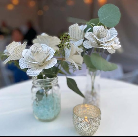 Book Roses Book Page Flowers Literary Gift Bibliophile - Etsy