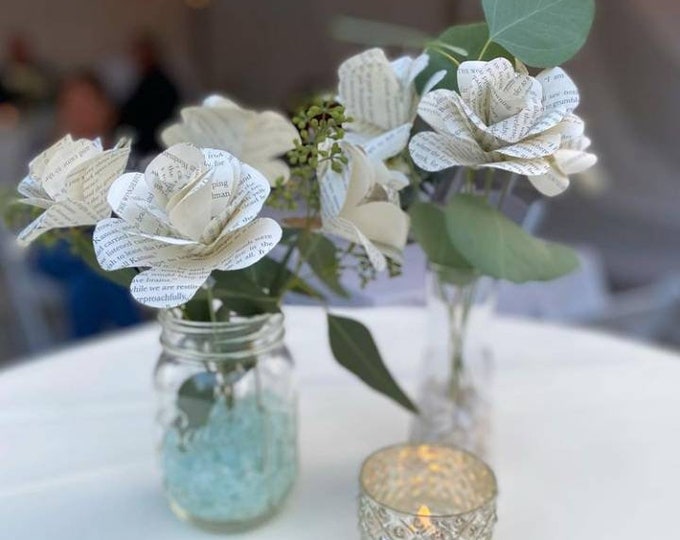 Book Roses, Book Page Flowers, Literary Gift, Bibliophile, Bookworm ...