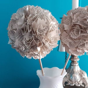 Book Page Hydrangea Blossoms (set of 3), Book Page Flowers, Hydrangeas ...