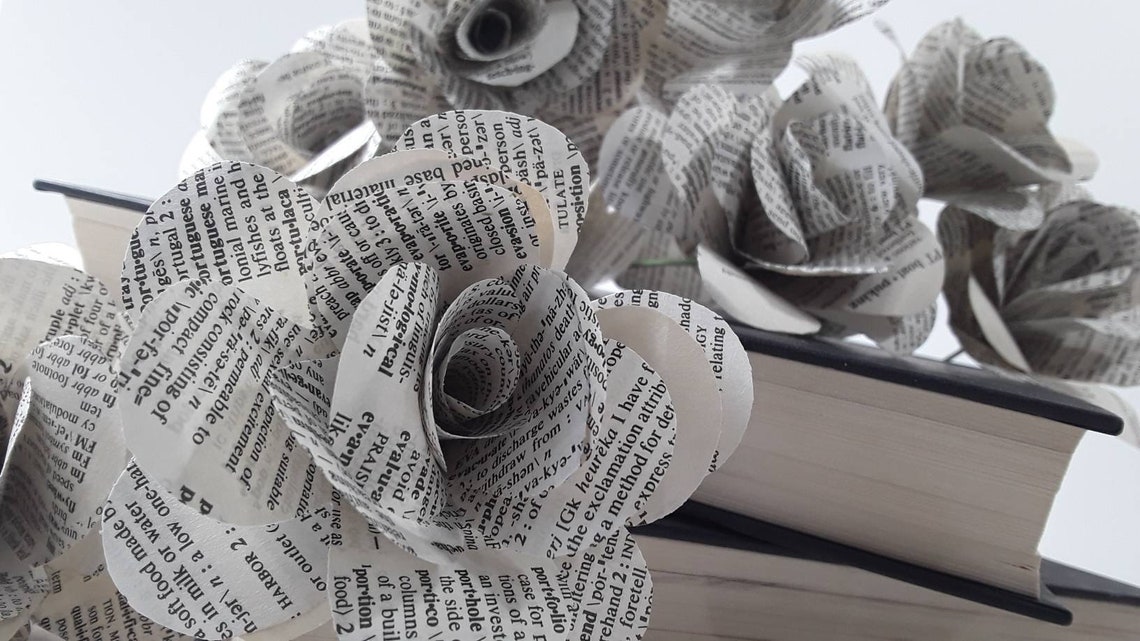 Dictionary Book Roses, Book Page Flowers, Teacher Gift, Literary Gift ...