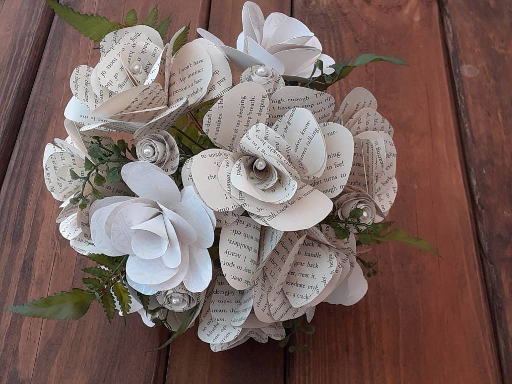 Book Rose Bridal Bouquet Paper Bridal Bouquet Literary | Etsy
