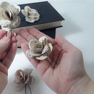 5 Book Page Paper Flower Hair Pins Literary Flowers for Prom | Etsy
