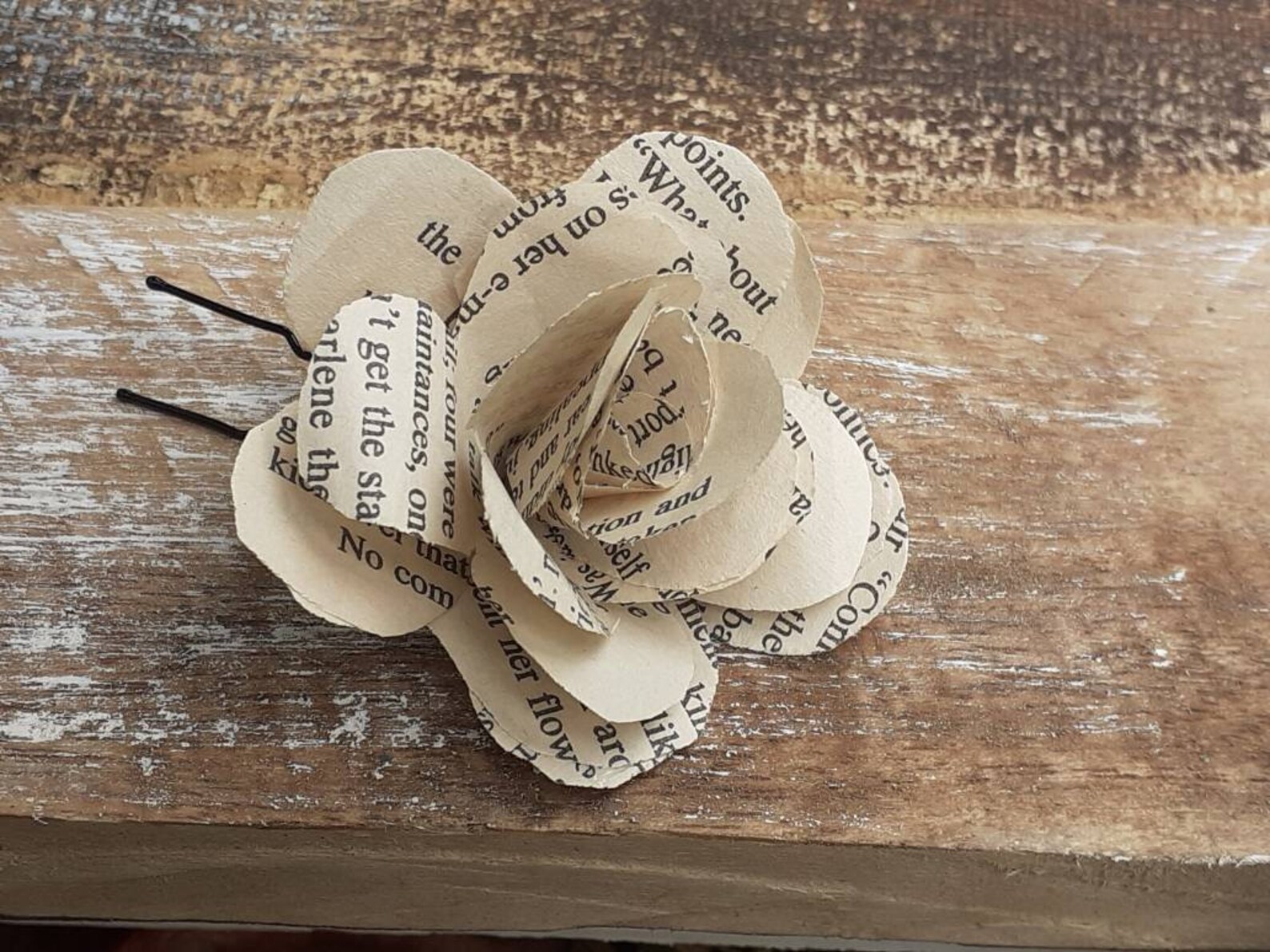 5 Book Page Paper Flower Hair Pins Literary Flowers for Prom - Etsy