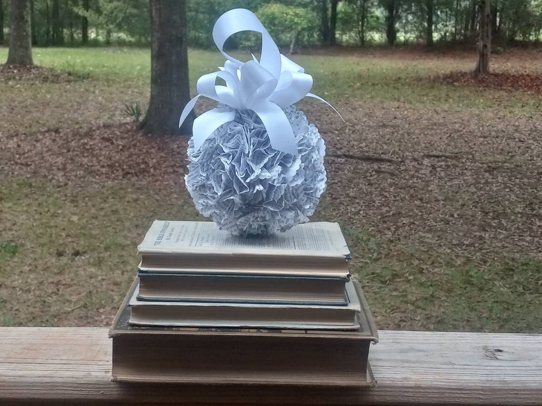 Book Page Hydrangea, Pomander Ball for Wedding, Kissing Ball, Paper ...