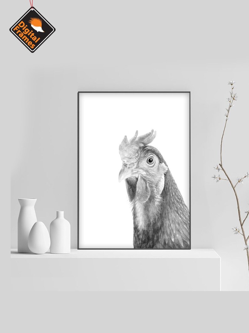 Hen Print Farm Animal Wall Art Digital Download Henposter | Etsy