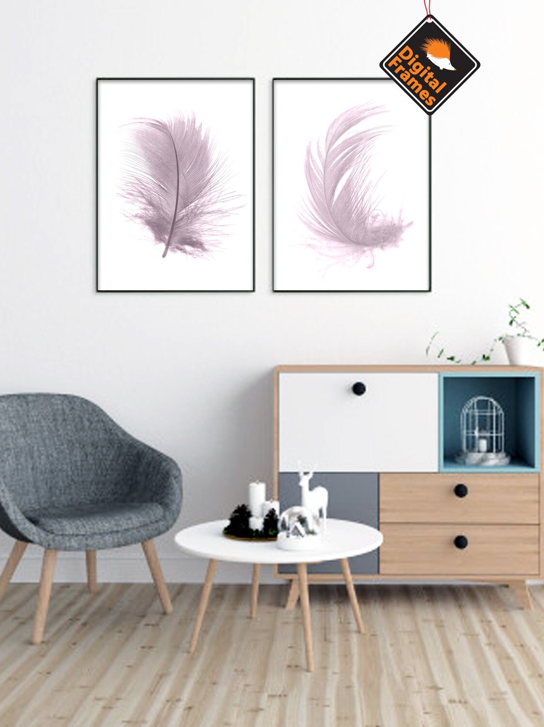Feather Print Set of 2 Printable PINK 10 Formats, Feather Printable ...