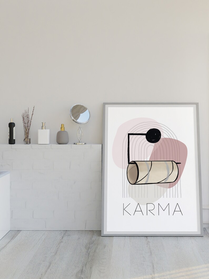 Bathroom Print Toilet Paper Rolls Karma Poster Pink Dusty - Etsy