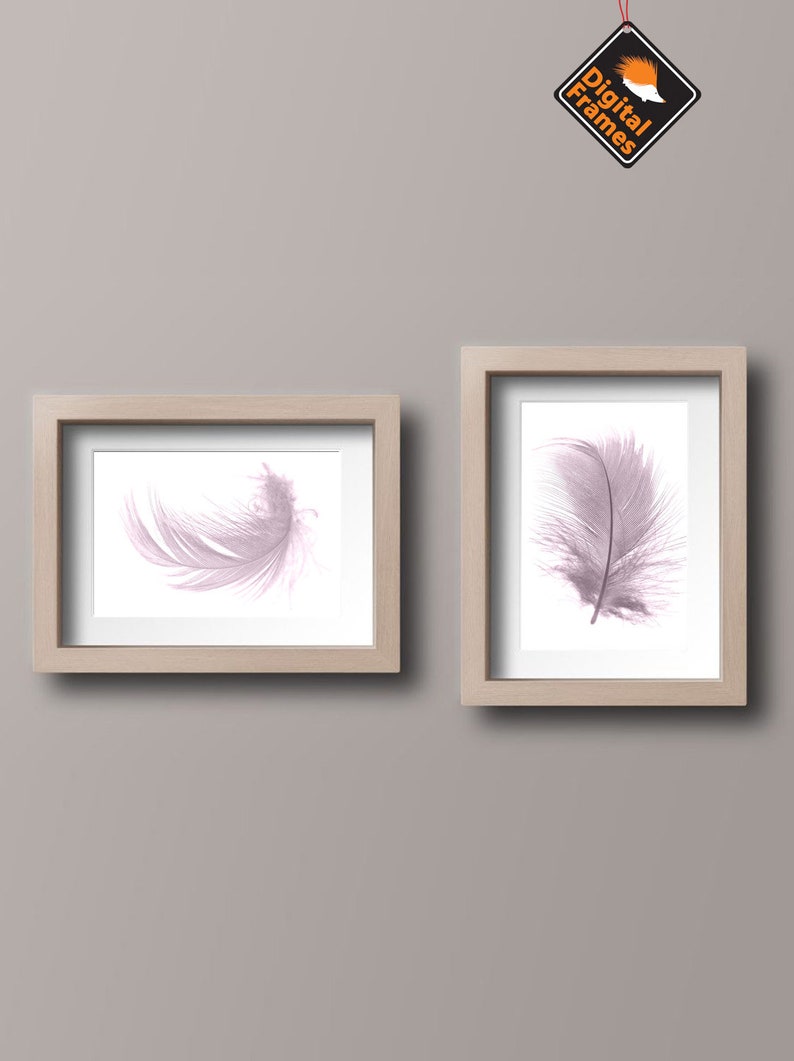 Feather Print Set of 2 Printable PINK 10 Formats, Feather Printable ...