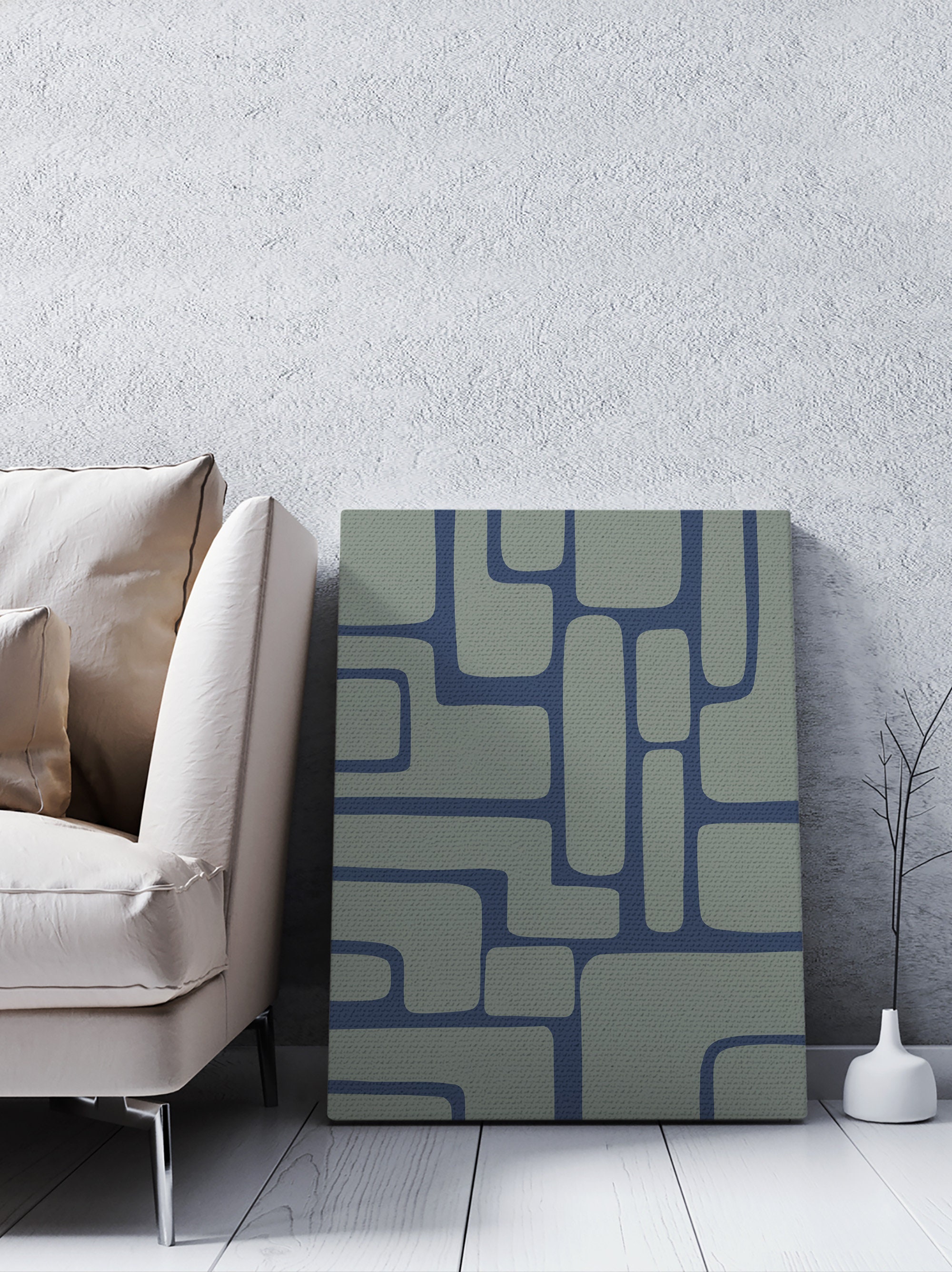 Abstract Printable Olive Green Prints Blue Line Art | Etsy