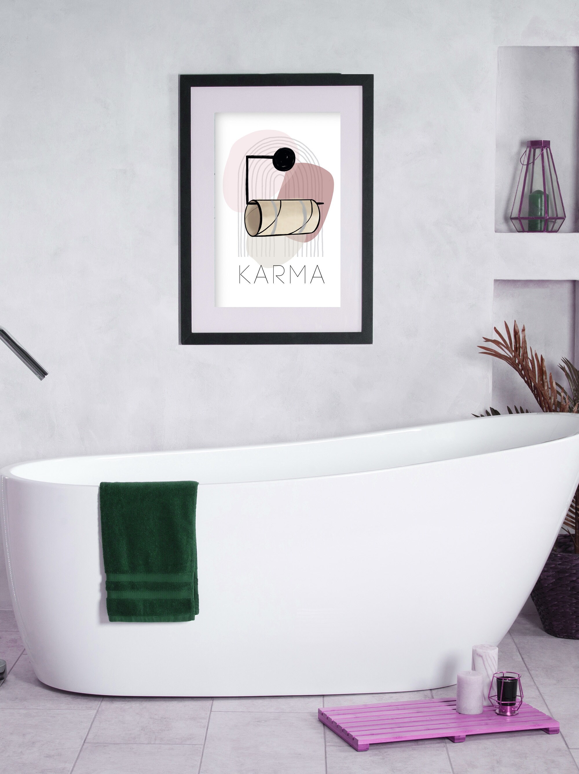 Bathroom Print Toilet Paper Rolls Karma Poster Pink Dusty - Etsy