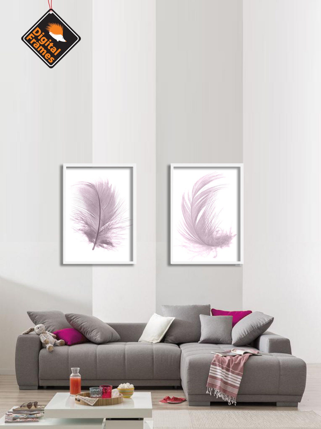 Feather Print Set of 2 Printable PINK 10 Formats, Feather Printable ...