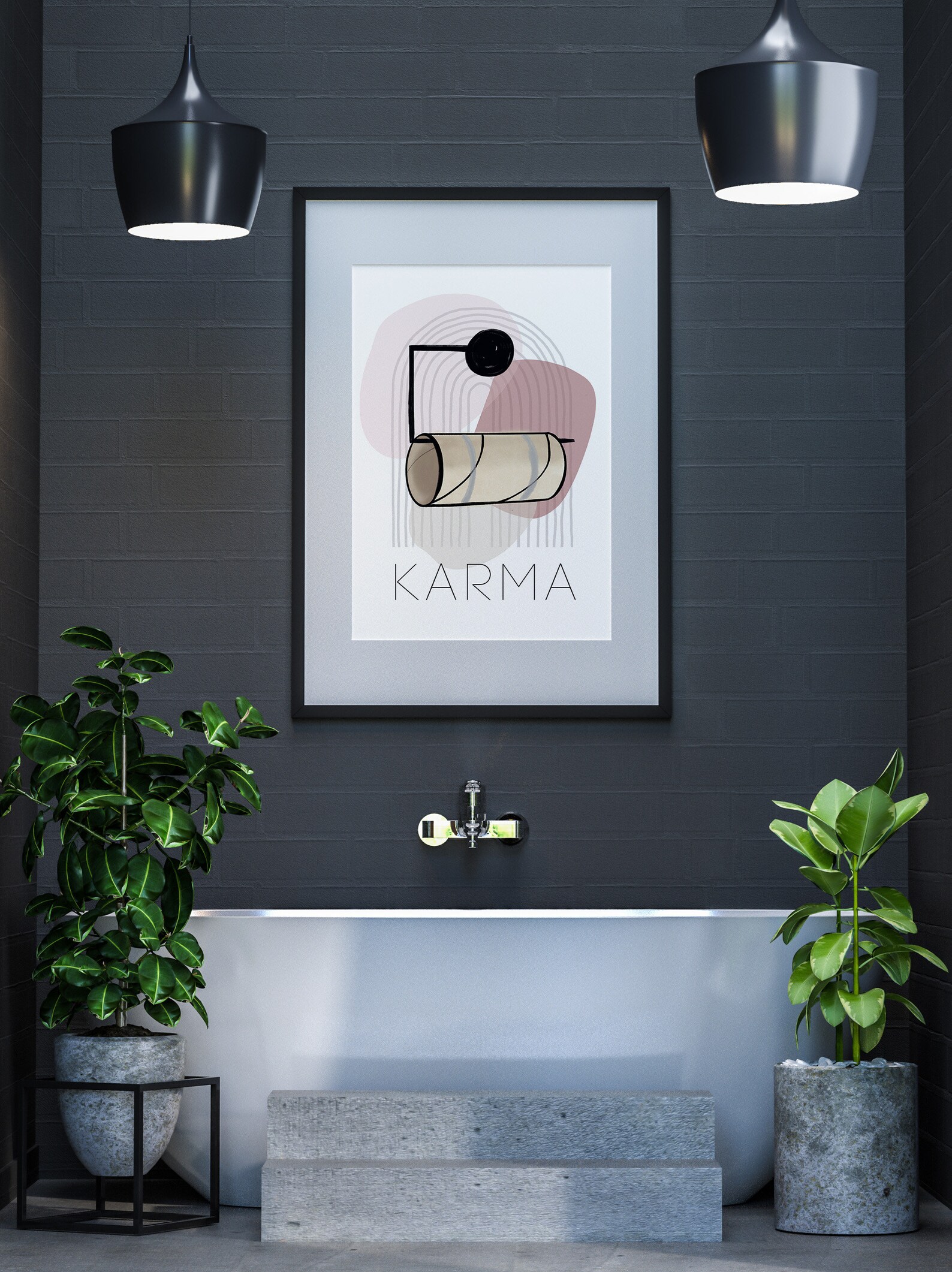 Bathroom Print Toilet Paper Rolls Karma Poster Pink Dusty - Etsy