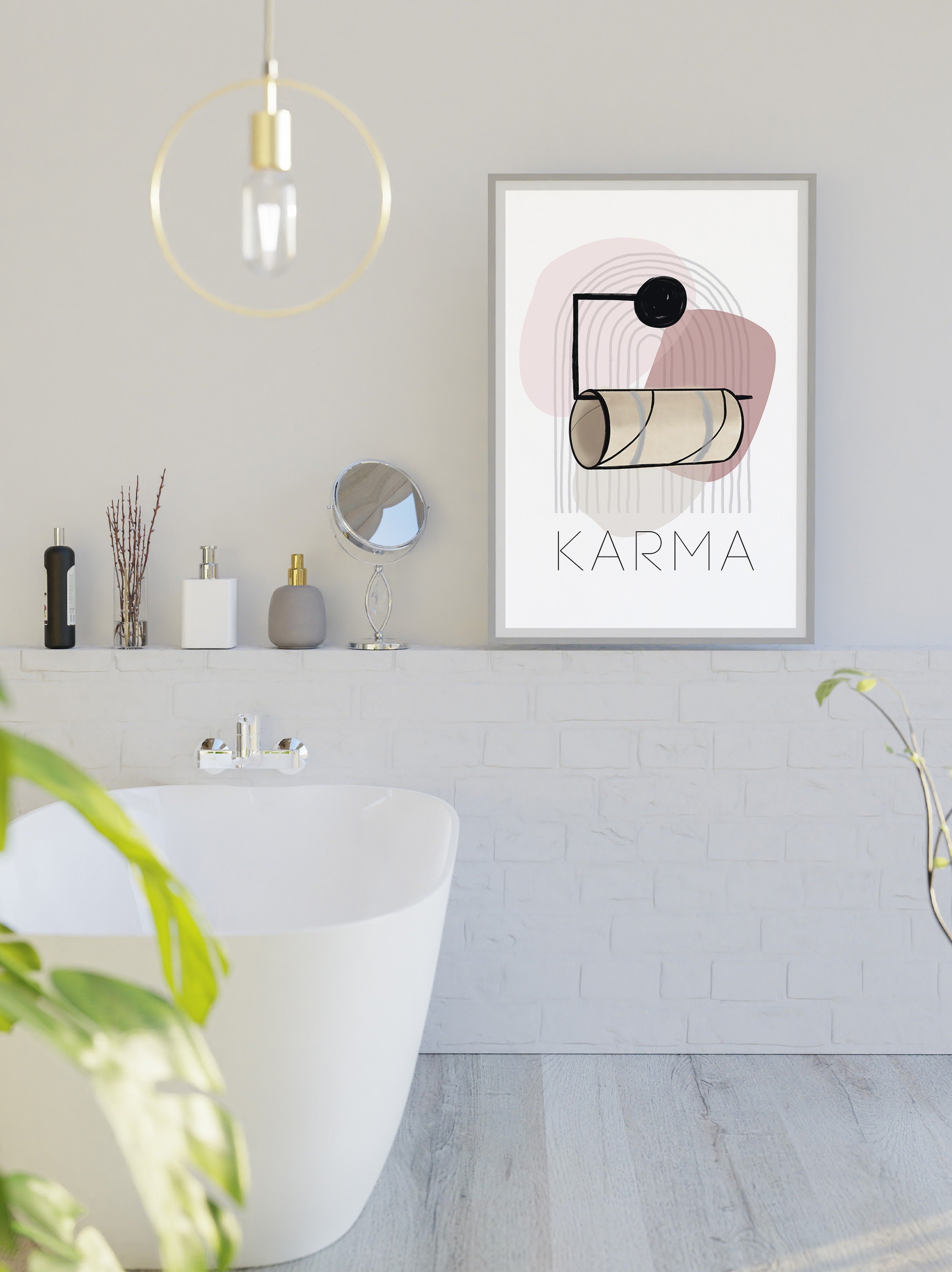 Bathroom Print Toilet Paper Rolls Karma Poster Pink Dusty - Etsy