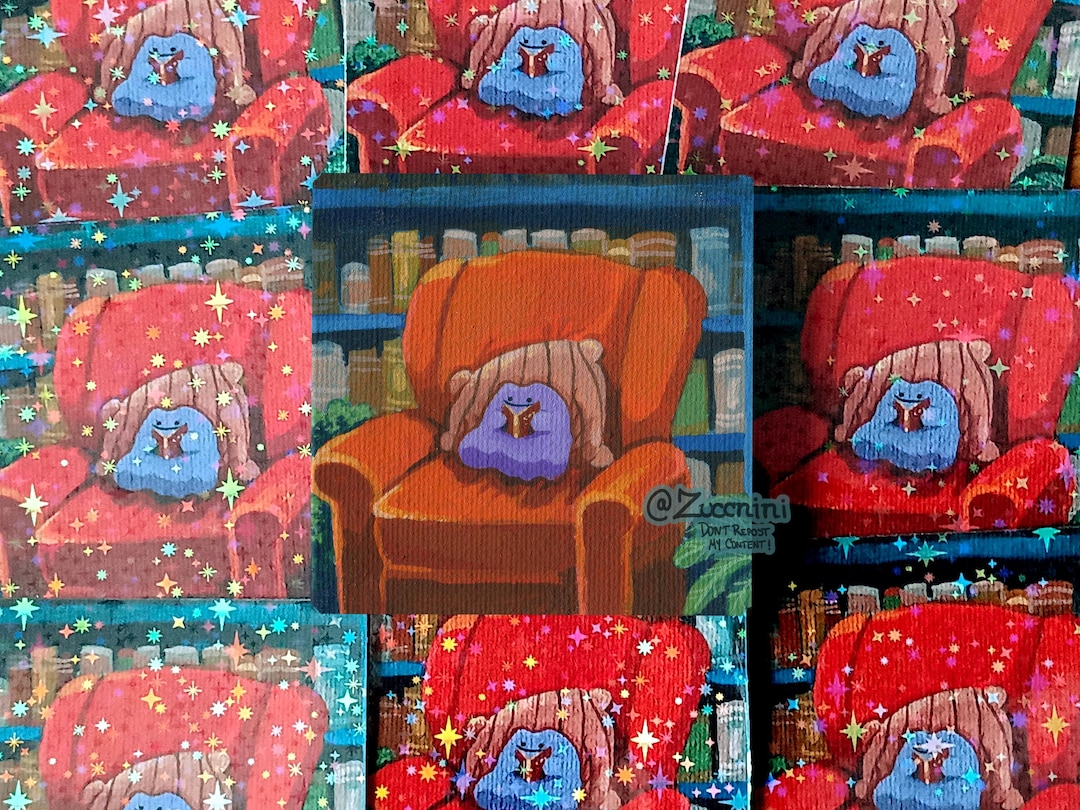 Ditto Reading a Book - Mini Print Sticker - Holographic 2.2 X 2.2in ...