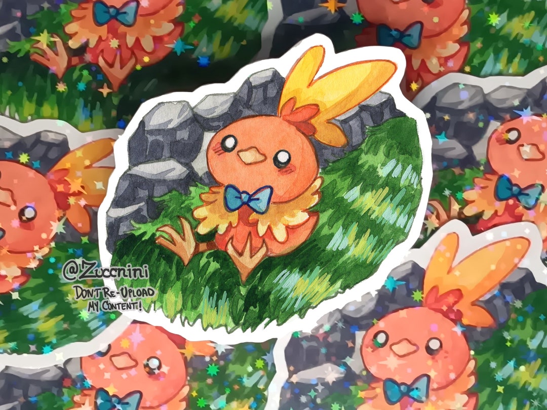 PMD Torchic Holographic 2.5 X 3.2in Sticker - Watercolor Style Sticker ...