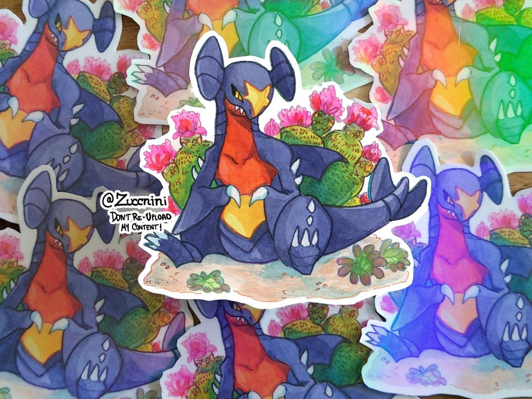 Garchomp - Holographic 2.7 X 3in Sticker - Hand Cut Watercolor Style ...