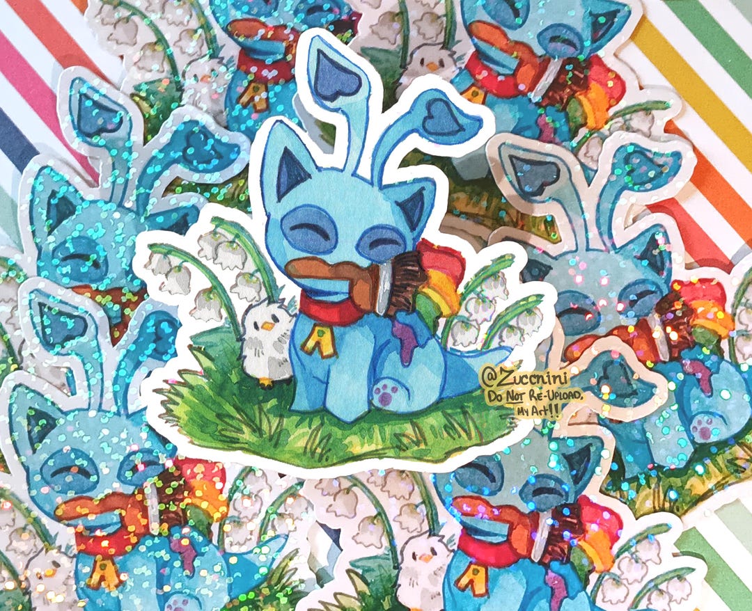 Rainbow Paint Brush Neopet Aisha - Holographic 2.5 X 2.5in Sticker ...