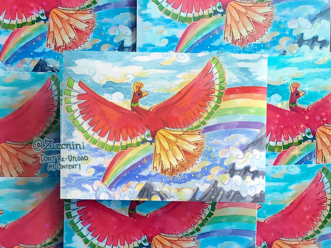 Rainbow Ho-oh - Mini Print Sticker - Holographic 3 X 2.4in Sticker ...