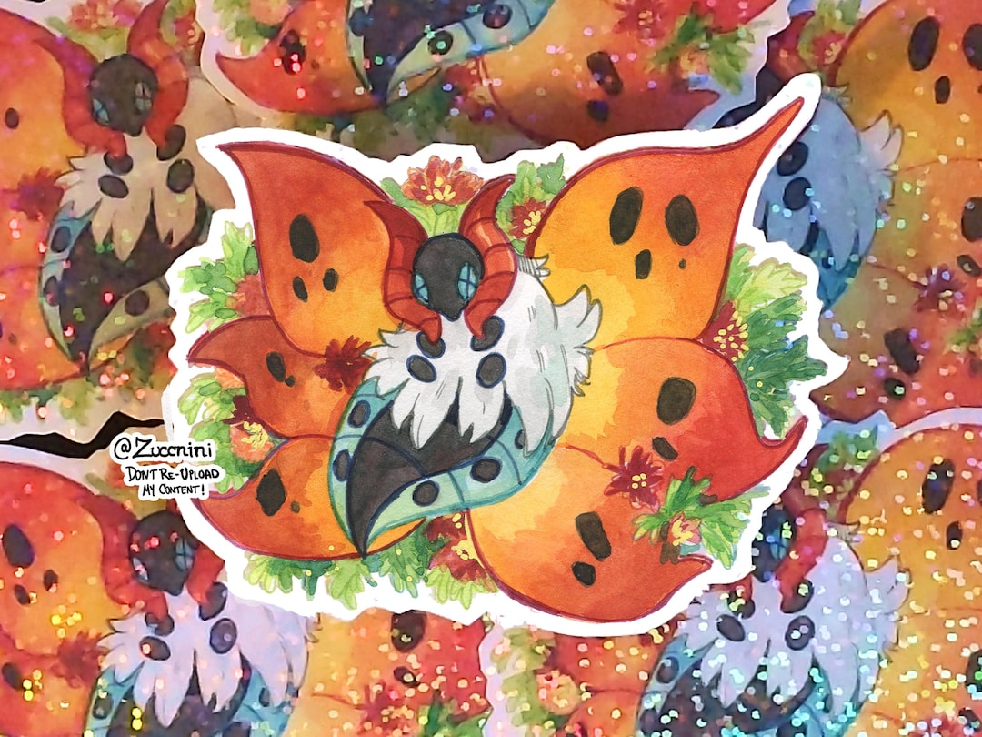 Volcarona - Holographic 2.5 X 3.5in Sticker - Hand Cut Watercolor Style ...