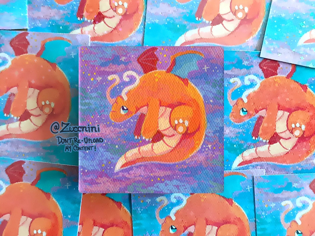 Dragonite - Mini Print Sticker - Holographic 2.2 X 2.2in Sticker - Hand ...